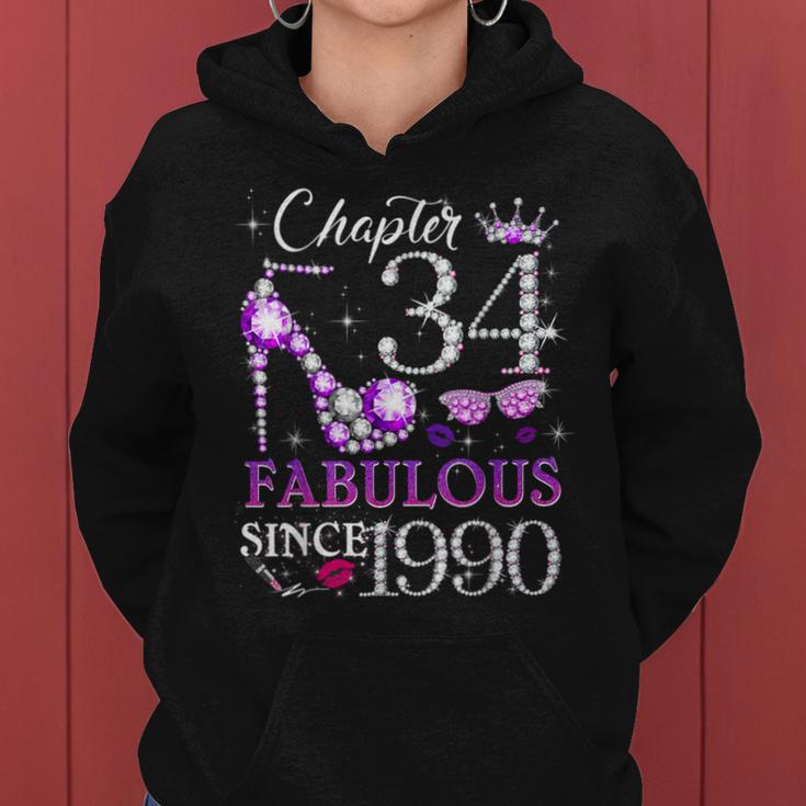 Chapter 34 EST 1990 34 Years Old 34th Birthday Queen Women's Hoodie ...