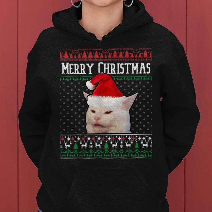Gritando A Un Gato Manchado Feo Suéter De Navidad Meme Sudadera con ...