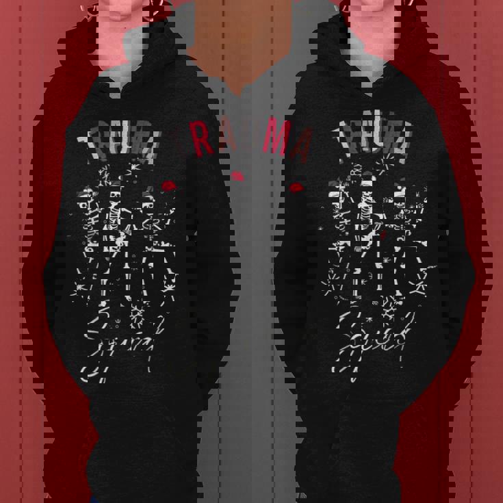 Skeleton Dancing Trauma Nurse Squad Christmas Neuro Icu Rn Women Hoodie ...