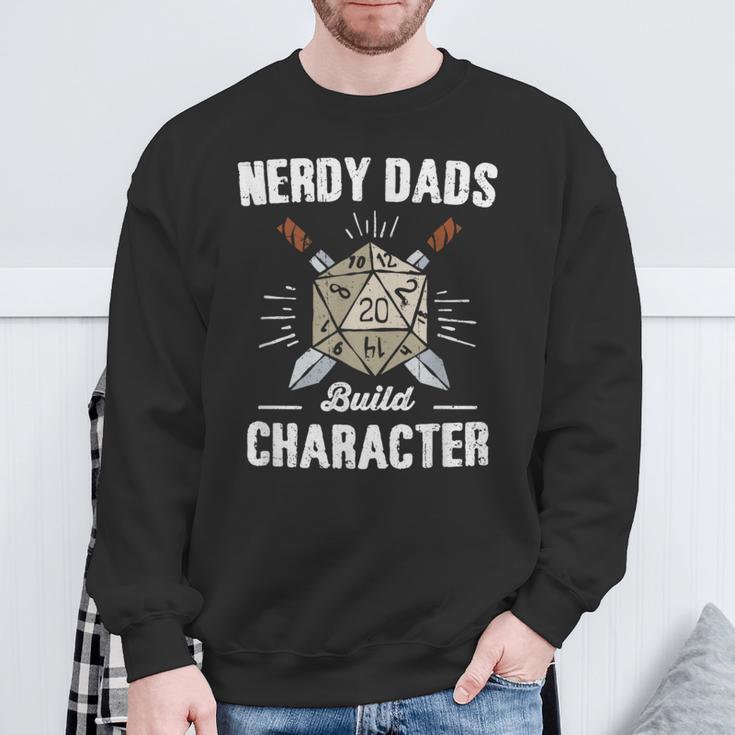 Nerdy Dads Build Character Rpg Saying Quote Dad Humor Joke Sweatshirt ...