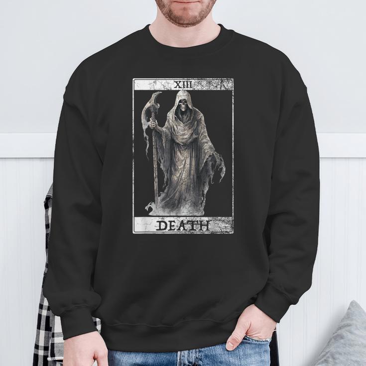 Vintage Tarot Card Death Reaper Occult Satan Unholy Horror Sweatshirt ...