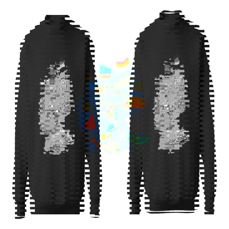 Germany Tourist Map With Landmarks Flag And Famous Symbols Sweatshirt ...