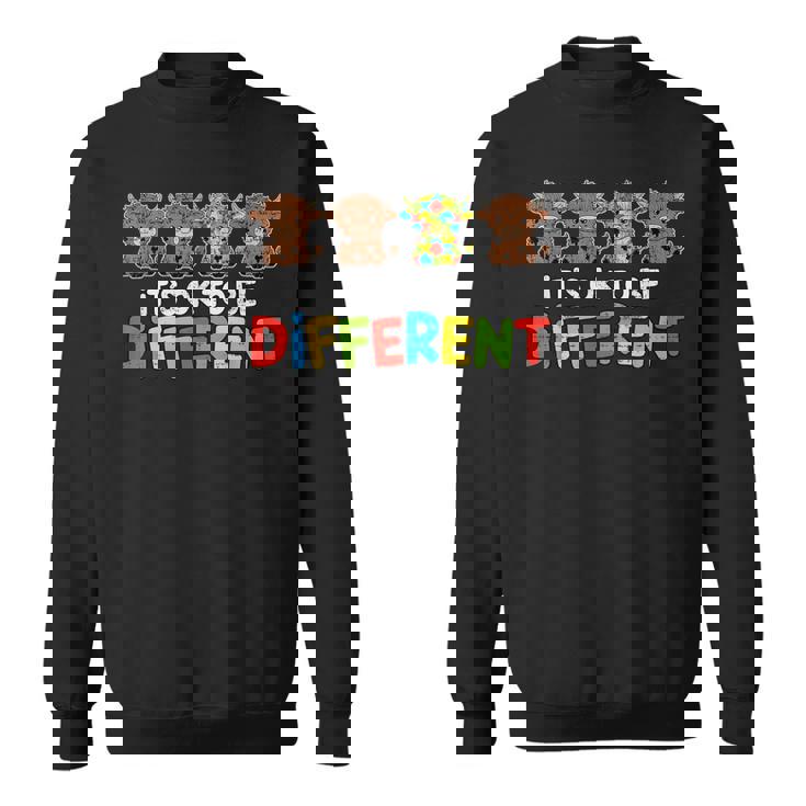 Its Ok To Be Different Highland Cow Heifer Autism Awareness Sweatshirt ...