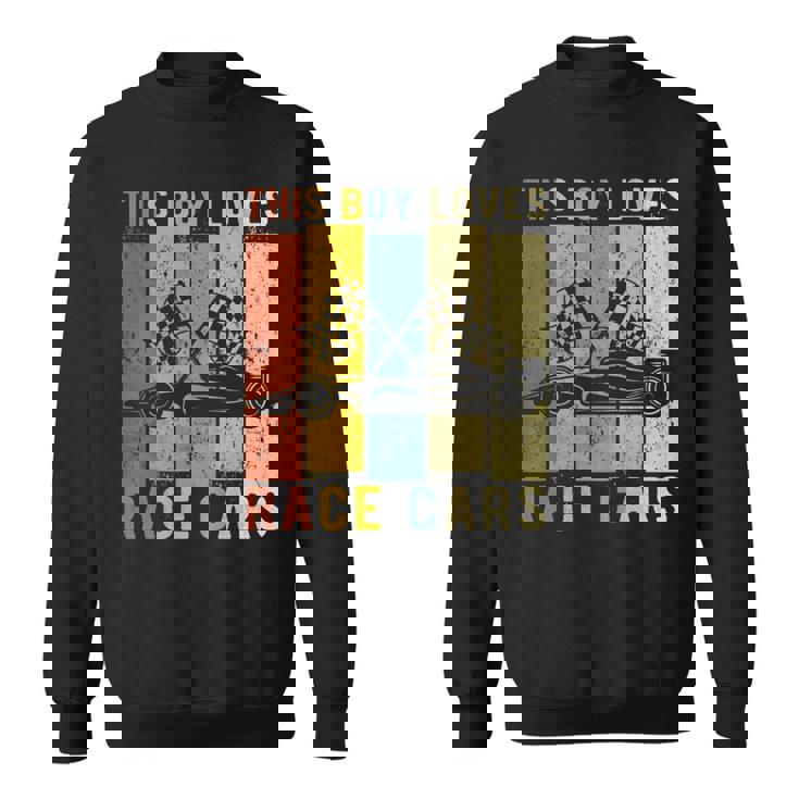 Kids This Boy Loves Race Cars Boys Racing Cars Sweatshirt - Monsterry