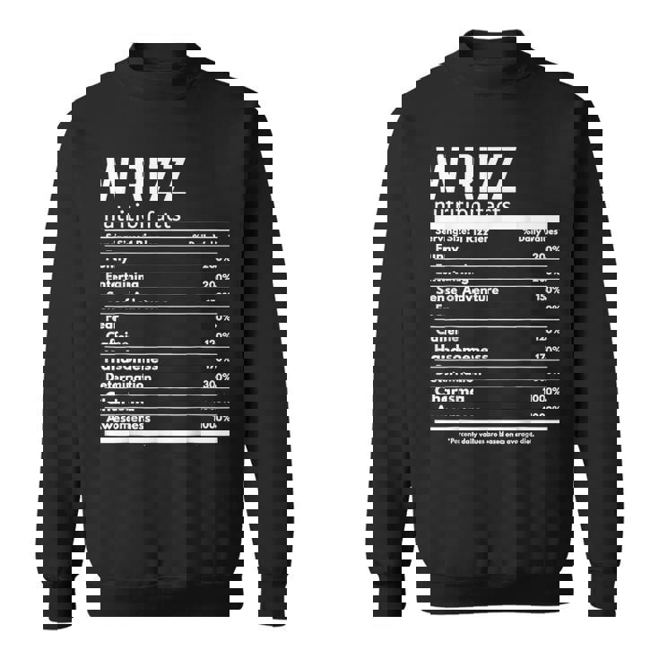 W Rizz Nutrition Facts Meme Rizzler Internet Memes Gen Z Men Sweatshirt ...