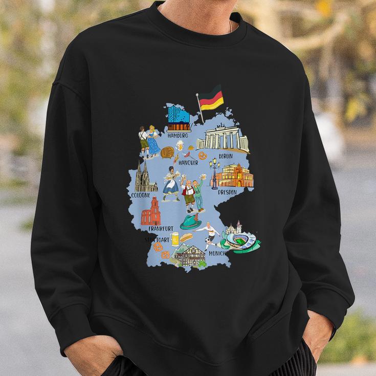 Germany Tourist Map With Landmarks Flag And Famous Symbols Sweatshirt ...