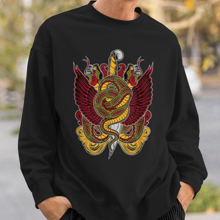 Twisted Snake Knife Phoenix Badass Biker Tattoo Style Art Sweatshirt ...