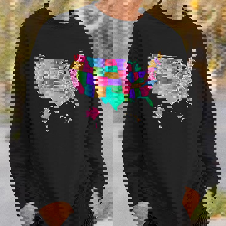 United States Map Hand Drawn With State Names US Map USA Sweatshirt ...