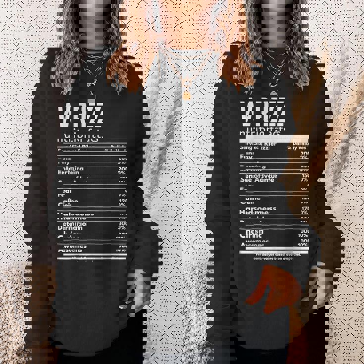 W Rizz Nutrition Facts Meme Rizzler Internet Memes Gen Z Men Sweatshirt ...