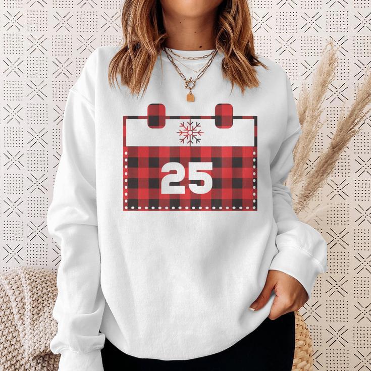 Buffalo Plaid Christmas December 25 Calendar Sweatshirt - Monsterry