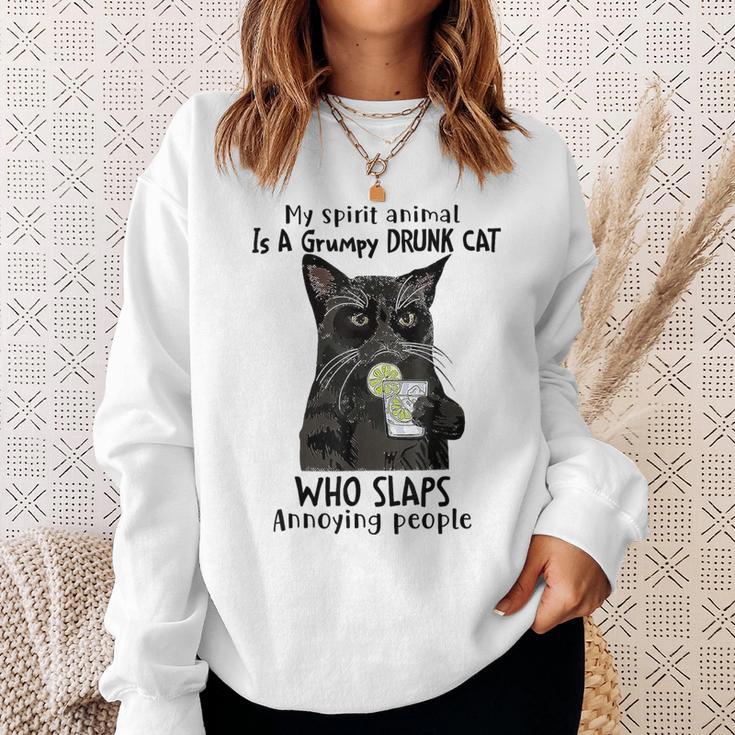 My Spirit Animal Is A Grumpy Drunk Cat Who Slaps Annoying Sweatshirt ...