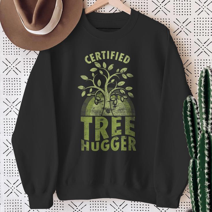 Certified Tree Hugger Environmentalist Tree Hugging Sweatshirt - Monsterry