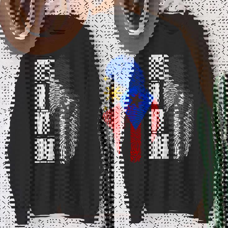 Filipino And Puerto Rican DNA Mix Flag Heritage Sweatshirt - Monsterry