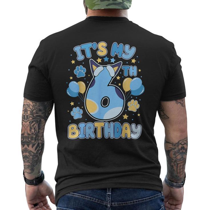 6Th Birthday Boy Blue Dog Theme Party Six Cool 6 Year Old Men's T-shirt ...