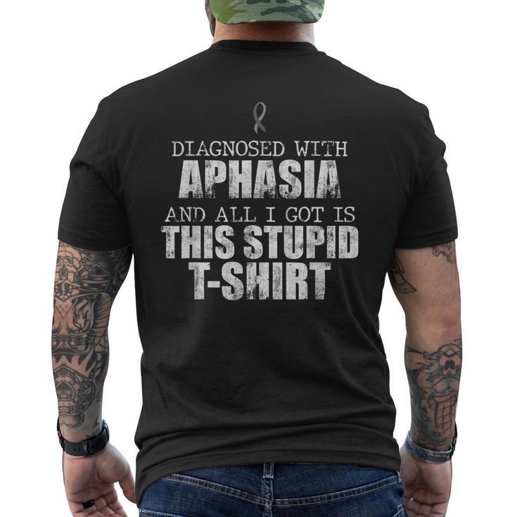 Aphasia Warrior Diagnosed Survivor Awareness Men's Back Print T-Shirt ...
