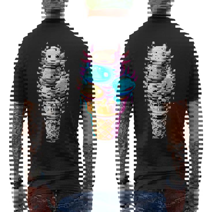 Axolotl Ice Cream Kawaii Axolotls Men's T-shirt Back Print - Monsterry AU