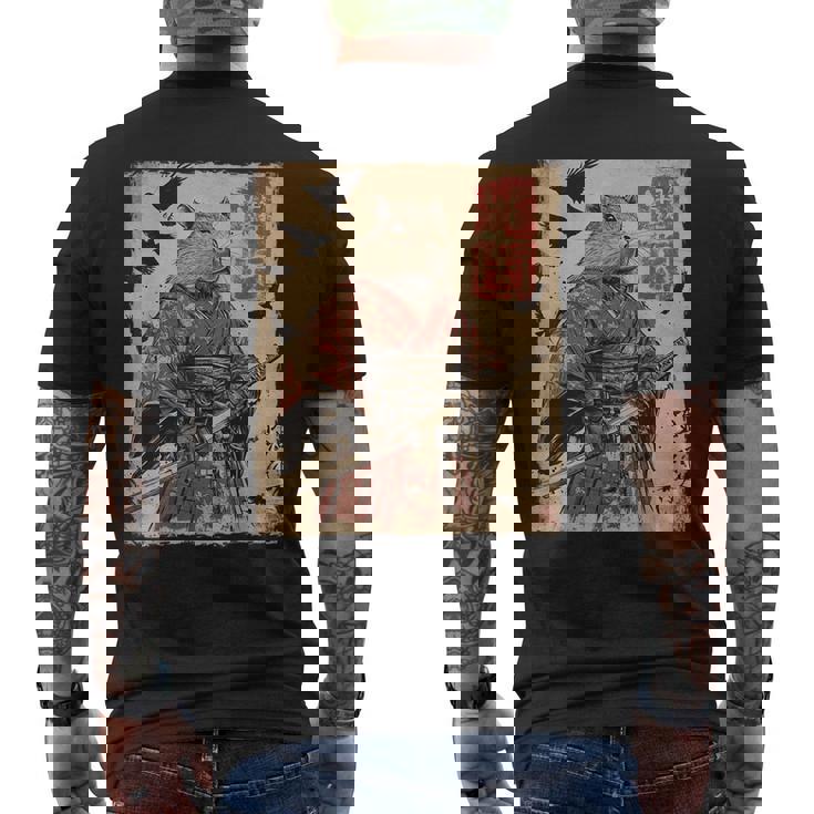 Capybara Samurai Graphic Japanese Warrior Anime Men's T-shirt Back ...