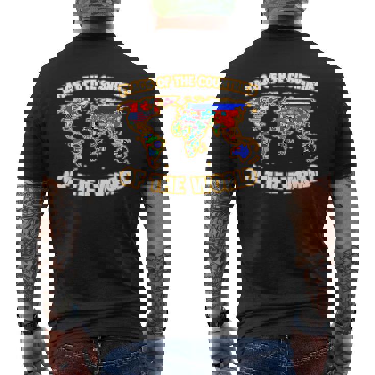 Flags Of The Countries Of The World Map International Men's Back Print T-Shirt - Monsterry AU