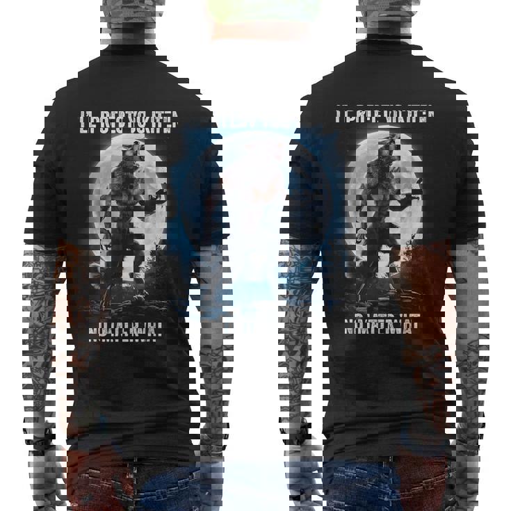 Cringe Werewolf Wolf Meme I'll Protect You Kitten Men's T-shirt Back ...