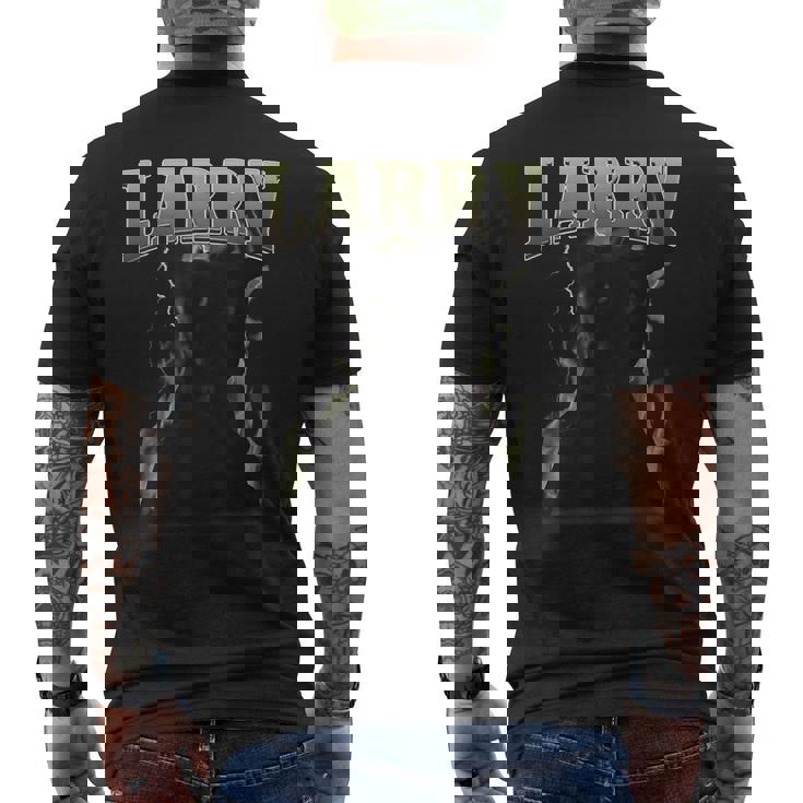 Evil Larry Cat Dank Brainrot Meme Men's T-shirt Back Print - Thegiftio