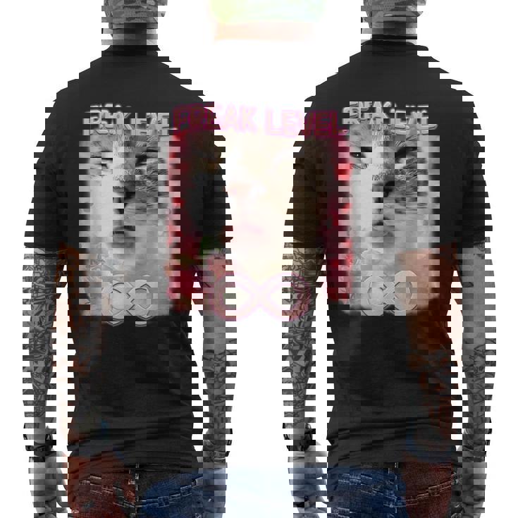 Freak Level Freaky Ahh Cat Meme Silly Cat Men's T-shirt Back Print ...