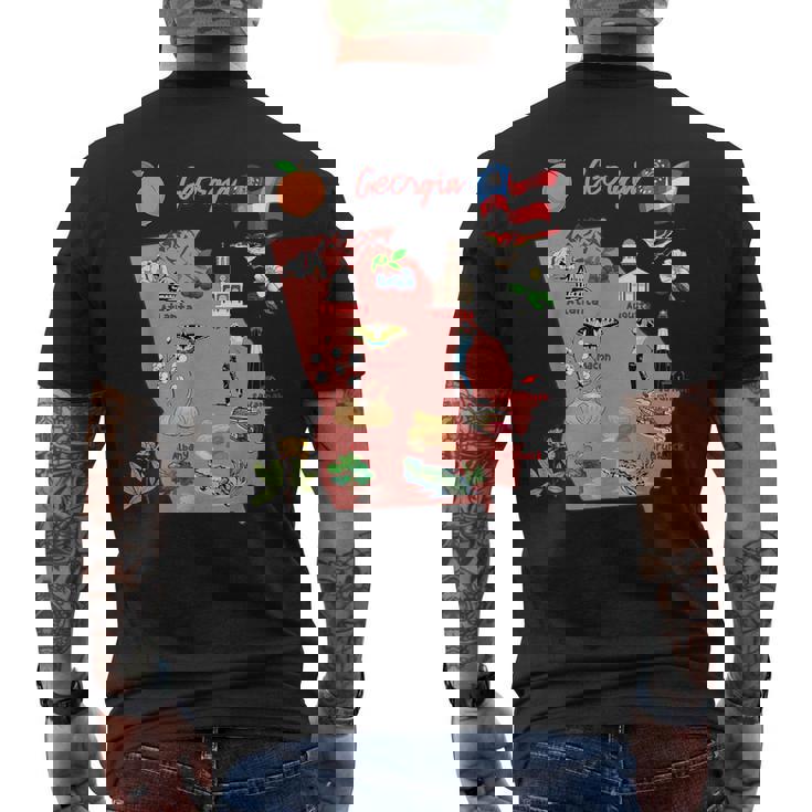 Georgia Tourist Map With Landmarks And Famous Symbols USA Men's Back ...