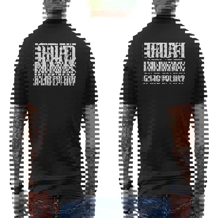 I Graduated From Mogwarts Can I Mog Now Graduation Men's Back Print T ...