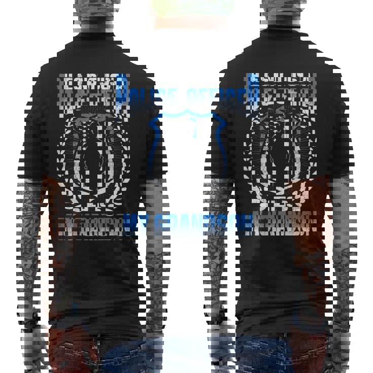 My Grandson Is A Police Officer Proud Police Grandma Grandpa Men's Back ...