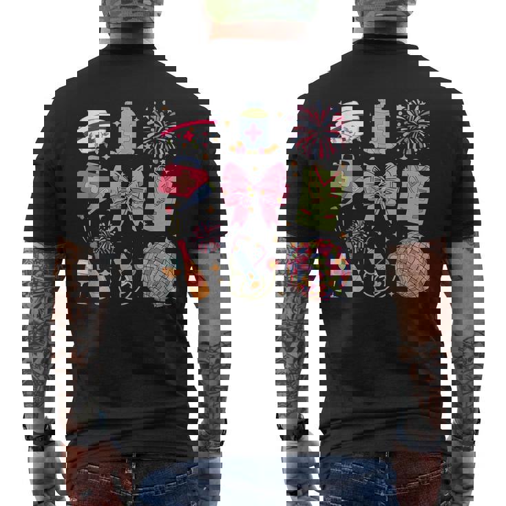 Groovy New Year 2025 ER ICU Nurse Coquette Party Men's Back Print T-Shirt - Monsterry