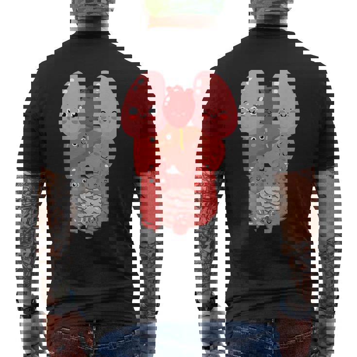 Internal Organs Human Anatomy Smiling Men's Back Print T-Shirt - Monsterry