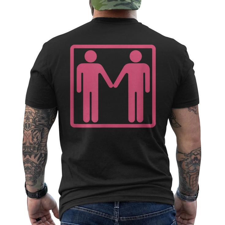 LGBTQIA Gay Pride Pink Restroom Sign Graphic Men's Back Print T-Shirt ...