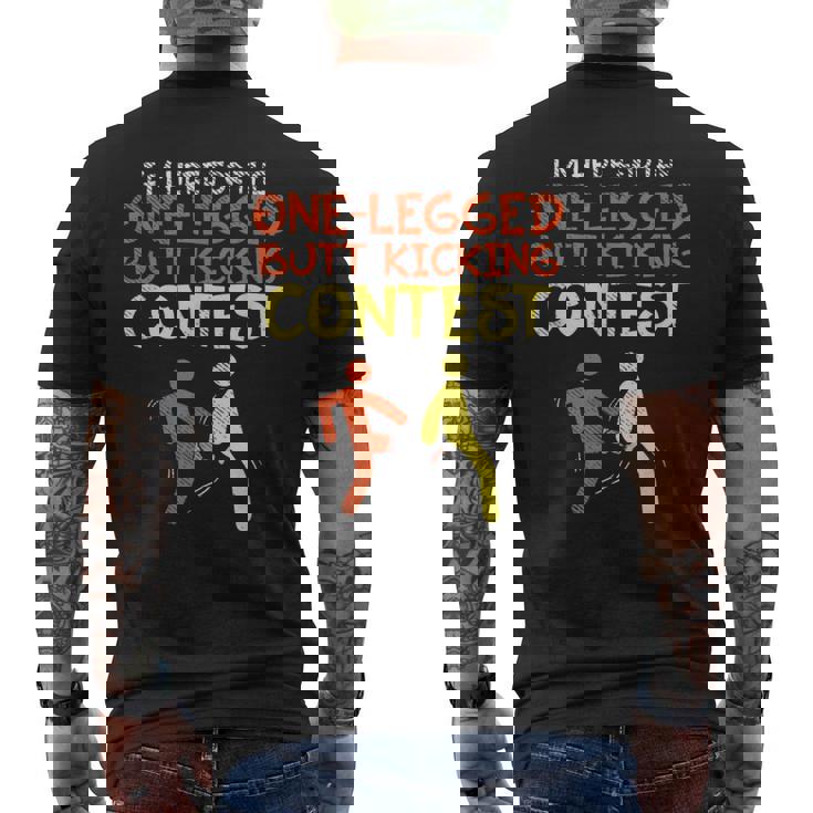 One Legged Butt Kicking Contest Leg Amputee Humor Joke Men's Back Print ...