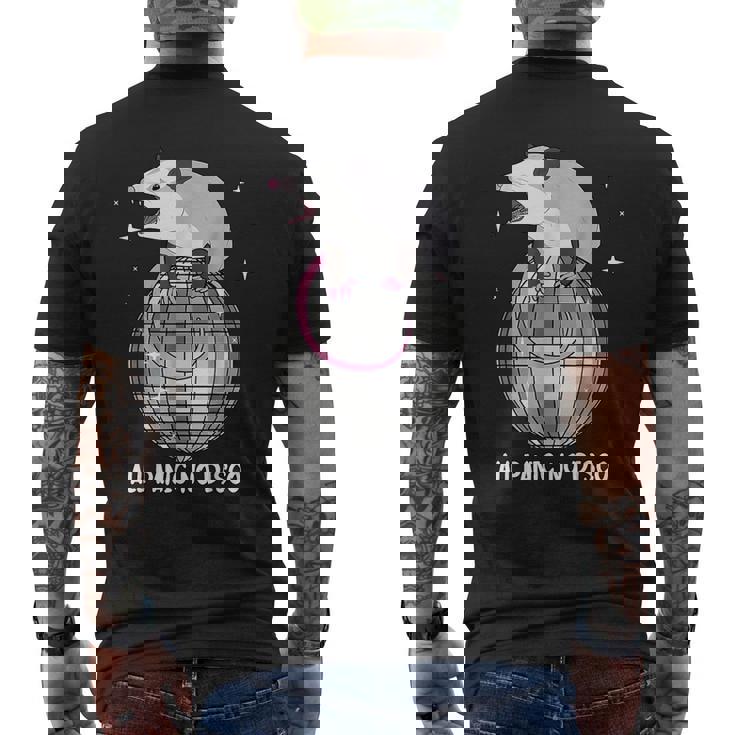 Opossum All Panic No Disco Possum Screaming Disco Ball Men's Back Print T-Shirt - Monsterry