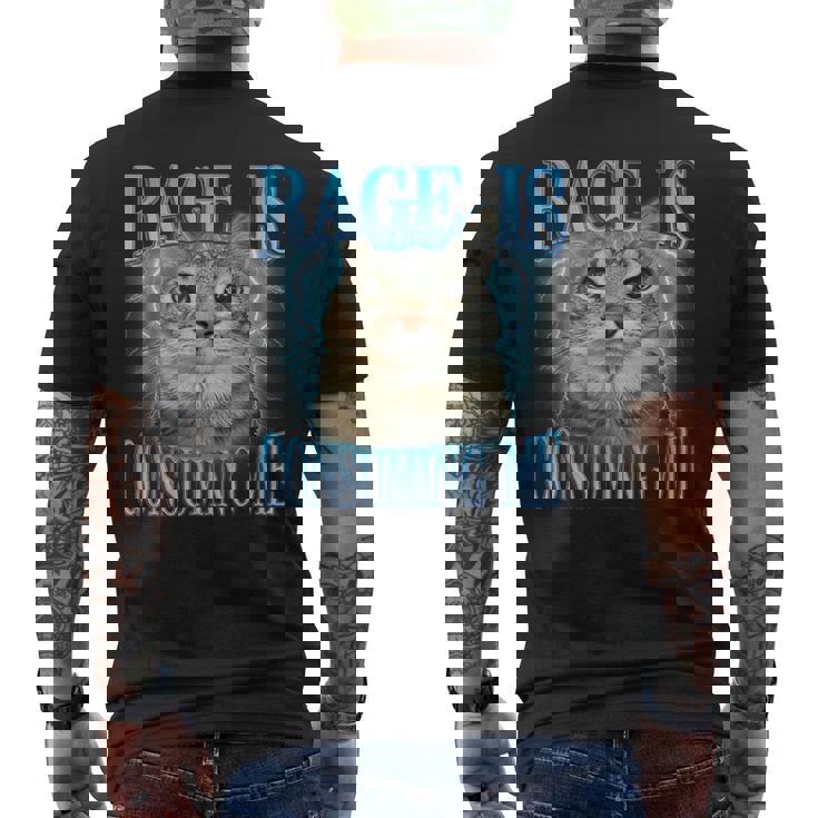 Rage Is Consuming Me Silly Staring Cat Meme Men's T-shirt Back Print ...