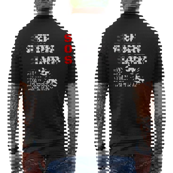 Stop Modern Slavery End Human Trafficking Awareness Men's Back Print T ...