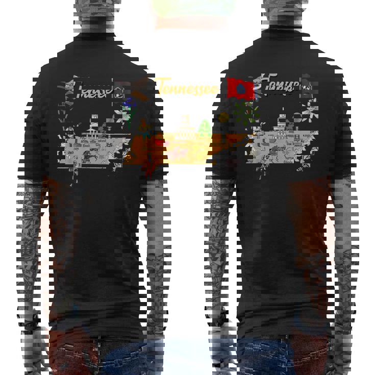 Tennessee Tourist Map With Landmarks Famous Symbols USA Men's Back ...