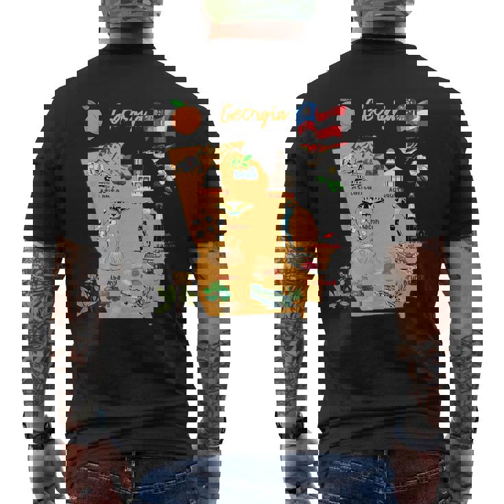 Tourism Map Of Georgia State USA Major Cities Flag Men's Back Print T ...