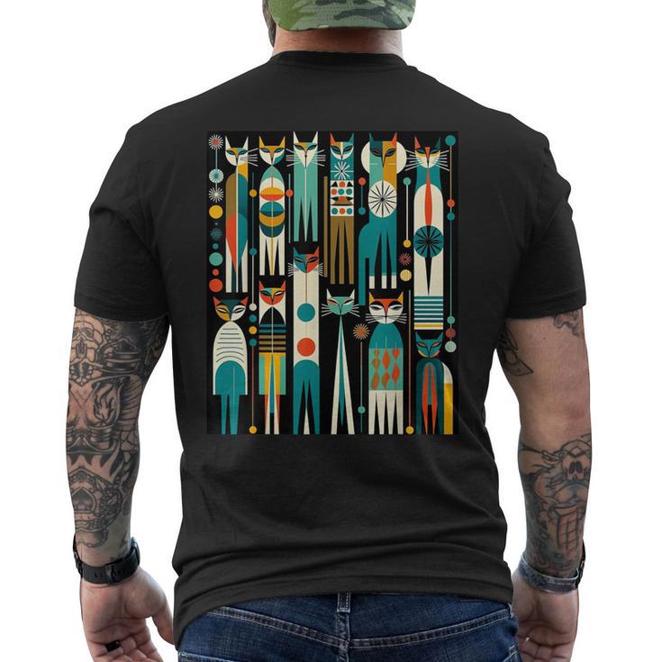 Vintage Retro Mid-Century Long Neck Cats 50s 60s Style Men's Back Print ...