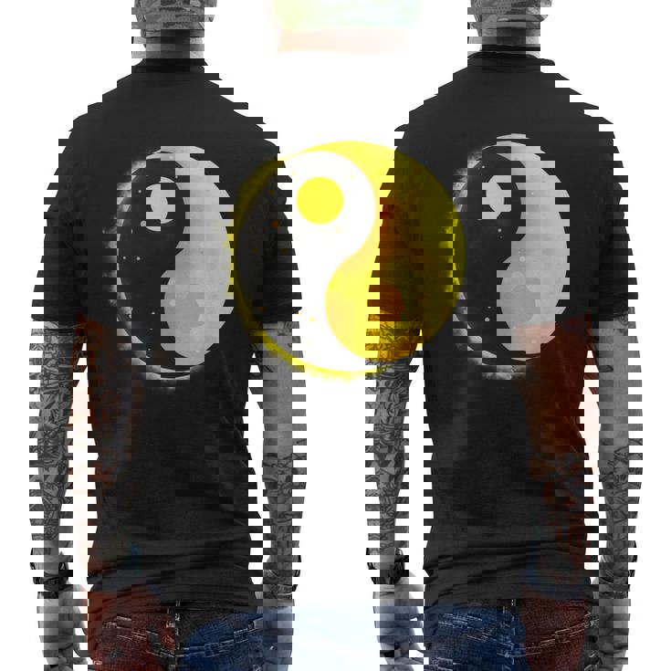 Yin Yang Total Solar Eclipse Men's Back Print T-Shirt - Monsterry