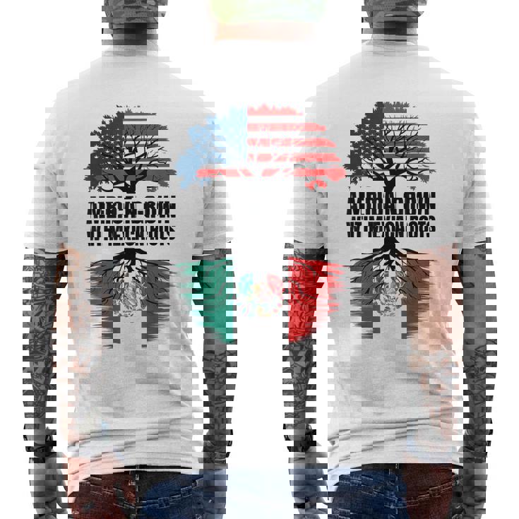 American Grown Mexican Roots Mexico Men's T-shirt Back Print | Mazezy