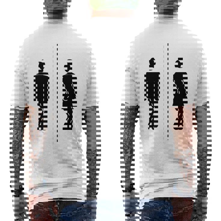 I Need To Go Funny Bathroom Restroom WC Sign Men's Back Print T-Shirt ...