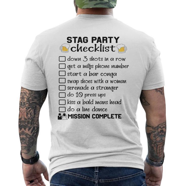 Stag Do Checklist Dares List Bachelor Party Groom Men's Back Print T ...