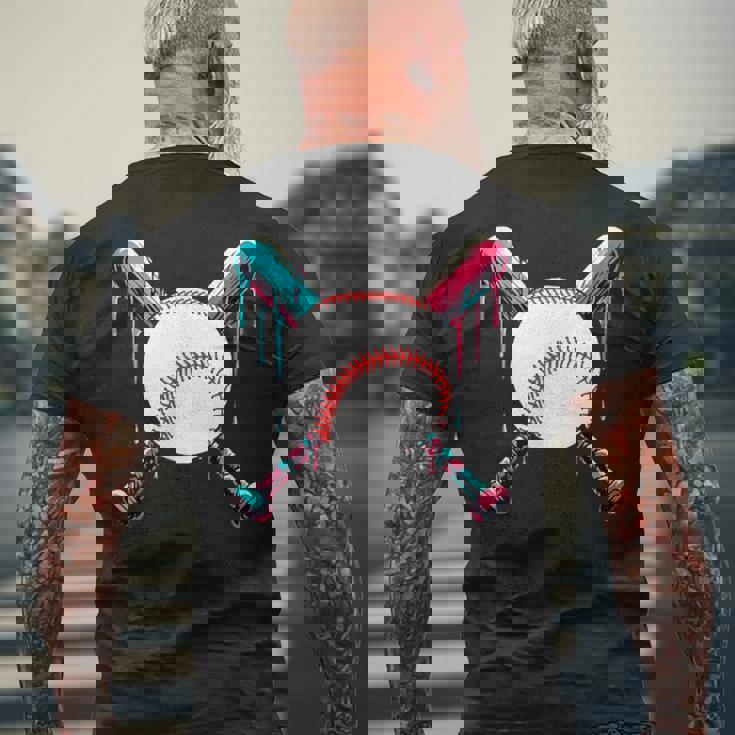 Baseball Bat Drip With Melting Ice Cream Drippy Pocket Men's Back Print ...