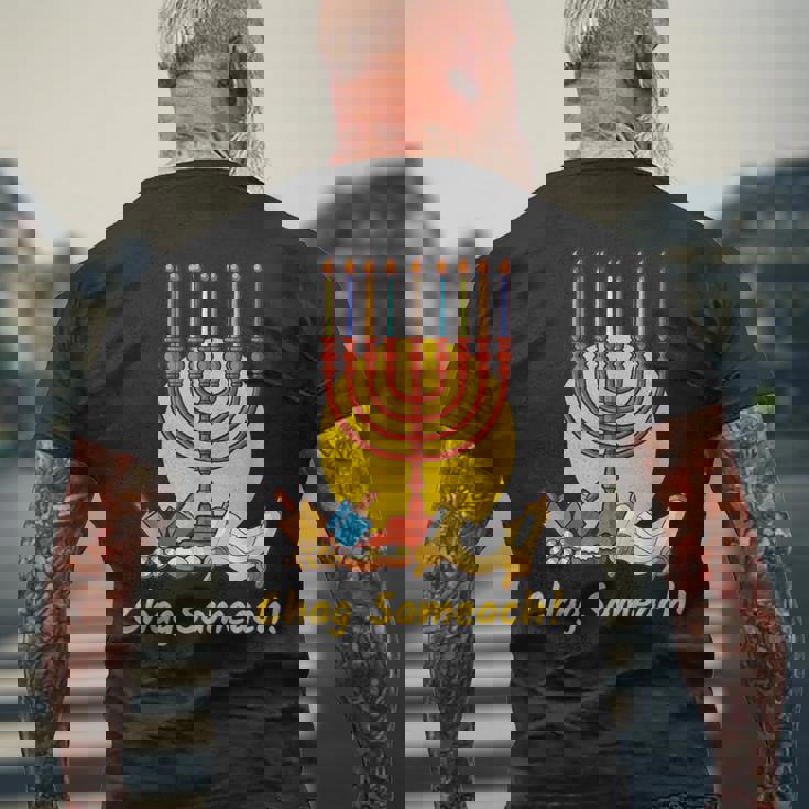 Chag Sameach Happy Hanukkah Chanukah Men's Back Print T-Shirt - Monsterry