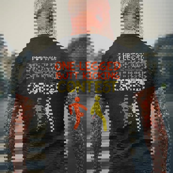 One Legged Butt Kicking Contest Leg Amputee Humor Joke Men's Back Print ...