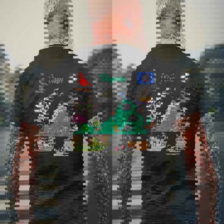 Virginia Tourist Map With Landmarks And Famous Symbols USA Men's Back ...