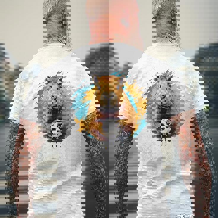 Soccybara Delight Capybara With Football Soccer Men's T-shirt Back ...