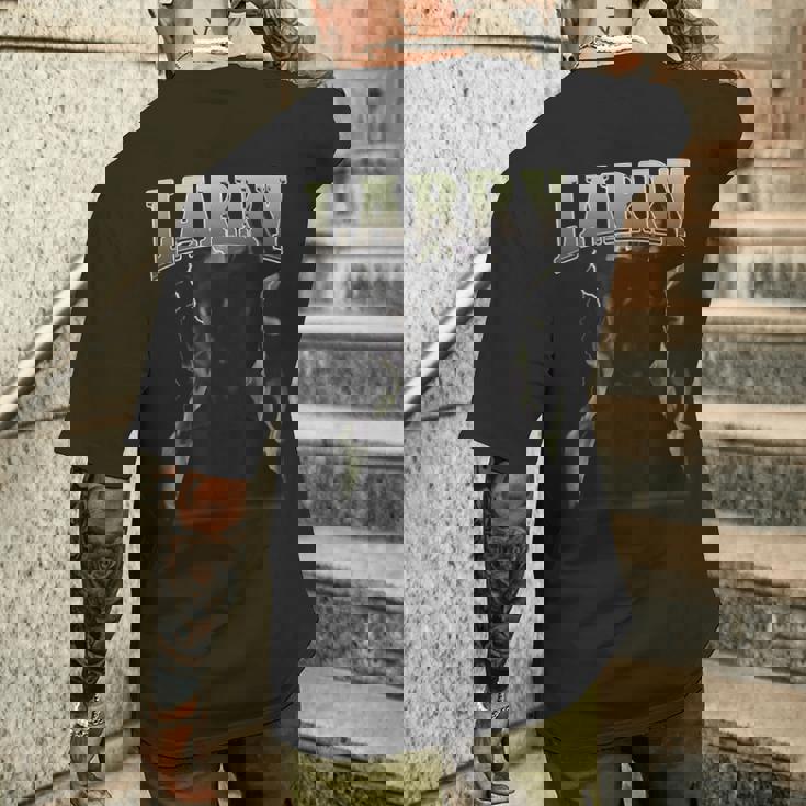 Evil Larry Cat Dank Brainrot Meme Men's T-shirt Back Print - Thegiftio