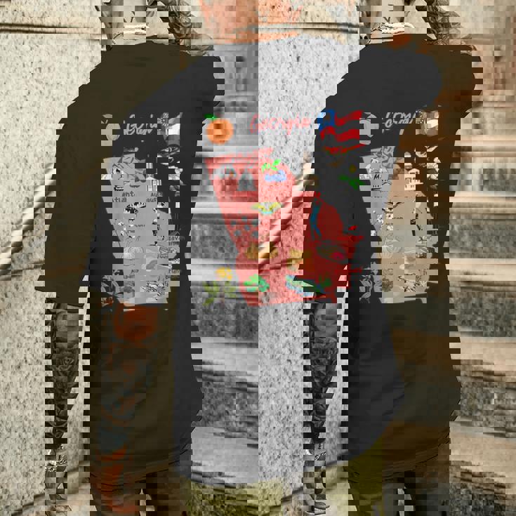 Georgia Tourist Map With Landmarks And Famous Symbols USA Men's Back ...