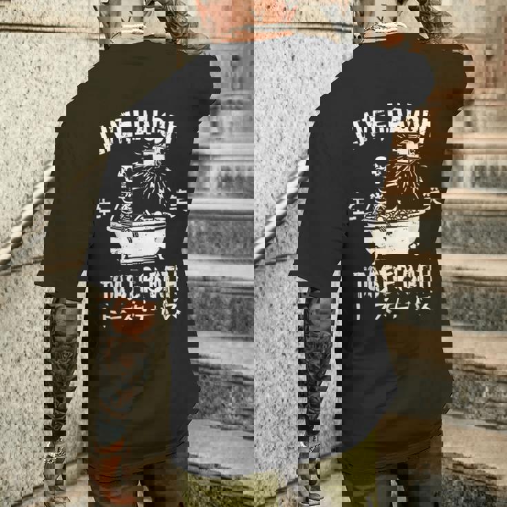 Live Laugh Toaster Bath Japanese Skeleton Meme Men's T-shirt Back Print ...